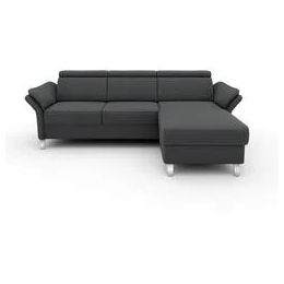 Sit & More Ecksofa SIT & MORE "Vincenzo L-Form", grau (anthrazit), B:252cm H:84cm T:165cm, Sofas, inklusive Kopfteilverstellung, wahlweise mit Bettfunktion, Bettkasten