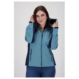 Softshelljacke DEPROC ACTIVE "NUNAVUT WOMEN", Damen, Gr. 48 (XL), blau (hellblau), 96% Polyester; 4% Elastan, sportlich, Langarm mit verstellbarem Klettverschluss, Jacken, auch in Großen Größen erhältlich