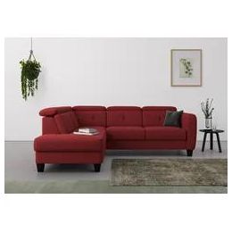 Sit & More Ecksofa SIT & MORE "Belluci L-Form", rot (bordeaux), B:249cm H:85cm T:195cm, Sofas, inklusive Federkern, wahlweise mit Bettfunktion und Bettkasten