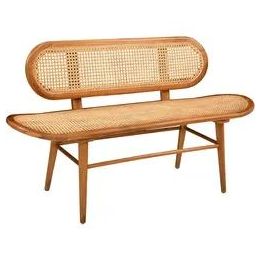SIT-MÖBEL Sitzbank SIT, beige (natur, natur), B:141cm H:81cm T:50cm, Geflecht Rattan, Massivholz, Sitzbänke, Sitz- und Rückenfläche mit Rattangeflecht
