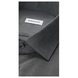 Businesshemd Seidensticker "Schwarze Rose", Herren, Gr. 3XL (47), normale Ärmellängen, grau, 100% Baumwolle, unifarben, regular fit, gerader Abschluss, Hemden, Regular 1/2 Kentkragen Uni