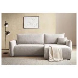 Ecksofa Inosign "MAVAS Schlafsofa mit Bettkasten, L-Form", beige (greige), B:257cm H:88cm T:177cm, Sofas, ca.257/127cm (Liegefläche 212/145 cm), Cord, Chenille, Struktur