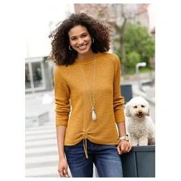 Strickpullover Casual Looks "Pullover", Damen, Gr. 48, gelb (ocker), 50% Baumwolle, 50% Polyacryl, unifarben, Langarm, Pullover