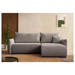 Ecksofa Inosign "MAVAS Schlafsofa mit Bettkasten, L-Form", grau, B:257cm H:88cm T:177cm, Sofas, ca.257/127cm (Liegefläche 212/145 cm), Cord, Chenille, Struktur