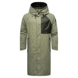 Regenmantel STONE HARBOUR "Zafaar", Herren, Gr. S (48), grün (olivgrün), Obermaterial: 100% Nylon, Innenfutter: 100% Polyester, Ärmelfutter: 100% Polyester, Sportlich, lässig geschnitten knieumspielend, hoch geschlossener Ausschnitt, mit Knöpfen,verstellbar normaler Saum mit Druckknöpfen,verstellbar, Mäntel, Lange Herren Regenjacke mit Kapuze