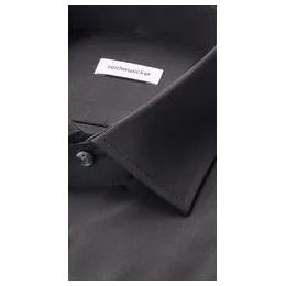 Businesshemd Seidensticker "Schwarze Rose", Herren, Gr. XL (44), normale Ärmellängen, schwarz, 100% Baumwolle, unifarben, regular fit, Langarm 2-Knopf-Manschette, Hemden, Regular 1/1 Kentkragen Uni