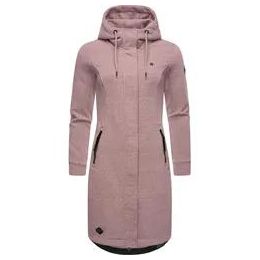 Kurzmantel Ragwear "Letti Long", Damen, Gr. M (38), lila (mauve), Fleece, Obermaterial: 54% Polyester, 41% Baumwolle, 5% Viskose, tailliert knieumspielend, hoch geschlossener Ausschnitt, Ärmel ohne Ärmelschlitz normaler Saum, Mäntel, Übergangsjacke aus Fleece mit Kapuze