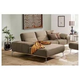 Ecksofa W.Schillig "run, Designsofa, bequem, L-Form", beige (stone z73), B:299cm H:88cm T:178cm, Longlife Xtra-Leder Z73: Naturwalkleder der Luxusklasse aus den erlesensten Rohhäuten. Hautstärke 1, 1 – 1, 3 mm;ROHLEDER Jacquard-Flachgewebe Q2 W60 (63% Polyester, 37% Polyacryl);ROHLEDER Chenille-Flachgewebe Q2 W77 (68% Polyacryl, 32% Polyester);Stoff S37 (100% Polyester), Sofas, mit elegantem Holzs