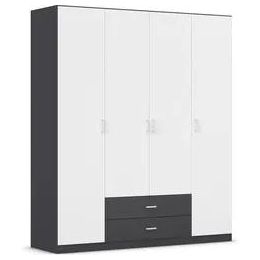 Drehtürenschrank Rauch "Kleiderschrank Schrank Garderobe Wäscheschrank GAMMA in 3 Breiten", grau (graumetallic, alpinweiß), B:181cm H:210cm T:54cm, Holzwerkstoff, Schränke, mit 6 Schubladen, in schlichtem Design TOPSELLER MADE IN GERMANY