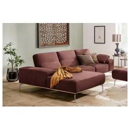 Ecksofa W.Schillig "run, Designsofa, bequem, L-Form", rot (rosso marone z73), B:299cm H:88cm T:178cm, Longlife Xtra-Leder Z73: Naturwalkleder der Luxusklasse aus den erlesensten Rohhäuten. Hautstärke 1, 1 – 1, 3 mm;ROHLEDER Jacquard-Flachgewebe Q2 W60 (63% Polyester, 37% Polyacryl);ROHLEDER Chenille-Flachgewebe Q2 W77 (68% Polyacryl, 32% Polyester);Stoff S37 (100% Polyester), Sofas, mit elegantem 