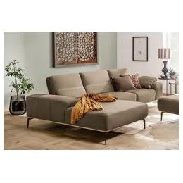 Ecksofa W.Schillig "run, Designsofa mit tollem Sitzkomfort, bequem, L-Form", beige (stone z73), B:319cm H:88cm T:178cm, Longlife Xtra-Leder Z73: Naturwalkleder der Luxusklasse aus den erlesensten Rohhäuten. Hautstärke 1, 1 – 1, 3 mm;ROHLEDER Jacquard-Flachgewebe Q2 W60 (63% Polyester, 37% Polyacryl);ROHLEDER Chenille-Flachgewebe Q2 W77 (68% Polyacryl, 32% Polyester);Stoff S37 (100% Polyester), Sof