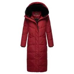 Steppmantel Navahoo "Hingucker XIV", Damen, Gr. XS (34), rot (dunkelrot), Obermaterial: 100% Polyester; Futter: 100% Polyester; Wattierung: 100% Polyester, gerade ca. Mitte Wade, hoch geschlossener Ausschnitt, eng Rippstrickb&uuml;ndchen, M&auml;ntel Steppmantel, Damen Wintermantel mit abnehmbaren Kunstfellkragen