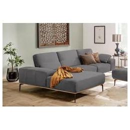 Ecksofa W.Schillig "run, Designsofa mit tollem Sitzkomfort, bequem, L-Form", grau (grau w82), B:319cm H:88cm T:178cm, Longlife Xtra-Leder Z73: Naturwalkleder der Luxusklasse aus den erlesensten Rohhäuten. Hautstärke 1, 1 – 1, 3 mm;ROHLEDER Jacquard-Flachgewebe Q2 W60 (63% Polyester, 37% Polyacryl);ROHLEDER Chenille-Flachgewebe Q2 W77 (68% Polyacryl, 32% Polyester);Stoff S37 (100% Polyester), Sofas