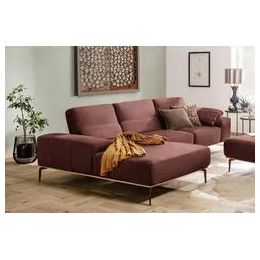 Ecksofa W.Schillig "run, Designsofa mit tollem Sitzkomfort, bequem, L-Form", rot (rosso marone z73), B:319cm H:88cm T:178cm, Longlife Xtra-Leder Z73: Naturwalkleder der Luxusklasse aus den erlesensten Rohhäuten. Hautstärke 1, 1 – 1, 3 mm;ROHLEDER Jacquard-Flachgewebe Q2 W60 (63% Polyester, 37% Polyacryl);ROHLEDER Chenille-Flachgewebe Q2 W77 (68% Polyacryl, 32% Polyester);Stoff S37 (100% Polyester)