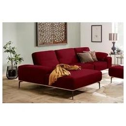Ecksofa W.Schillig "run, Designsofa mit tollem Sitzkomfort, bequem, L-Form", rot (merlot w82), B:319cm H:88cm T:178cm, Longlife Xtra-Leder Z73: Naturwalkleder der Luxusklasse aus den erlesensten Rohhäuten. Hautstärke 1, 1 – 1, 3 mm;ROHLEDER Jacquard-Flachgewebe Q2 W60 (63% Polyester, 37% Polyacryl);ROHLEDER Chenille-Flachgewebe Q2 W77 (68% Polyacryl, 32% Polyester);Stoff S37 (100% Polyester), Sofa