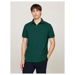 Poloshirt Tommy Hilfiger "1985 REGULAR POLO mit Kontraststreifen und Knopfleiste", Herren, Gr. L, grün (ornamental grün), Jersey, Obermaterial: 96% Baumwolle, 4% Elasthan, normal hüftbedeckend, hoch geschlossener Ausschnitt, eingesetzt Bündchen, Shirts, unifarben, sportlich, regular fit, Baumwollmix, Polokragen