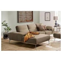 Ecksofa W.Schillig "run, Designsofa mit tollem Sitzkomfort, bequem, L-Form", beige (stone z73), B:299cm H:88cm T:178cm, Longlife Xtra-Leder Z73: Naturwalkleder der Luxusklasse aus den erlesensten Rohhäuten. Hautstärke 1, 1 – 1, 3 mm;ROHLEDER Jacquard-Flachgewebe Q2 W60 (63% Polyester, 37% Polyacryl);ROHLEDER Chenille-Flachgewebe Q2 W77 (68% Polyacryl, 32% Polyester);Stoff S37 (100% Polyester), Sof