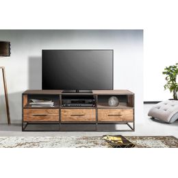 Lowboard TV-Schrank 175 x 60 x 40 cm Akazienholz stonefarben OKLAHOMA