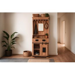 Weinschrank Holzschrank Akazie massiv 75 x 35 x 170 cm naturfarben LIBRO