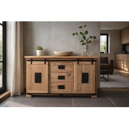 Sideboard Kommode Akazie massiv 150 x 45 x 80 cm natur LIBRO