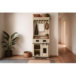 Weinschrank Holzschrank Akazie massiv 75 x 35 x 170 cm eichefarben LIBRO