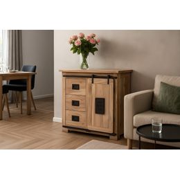 Sideboard Kommode Akazie massiv 90 x 45 x 85 cm natur LIBRO