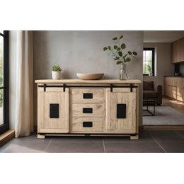 Sideboard Kommode Akazie massiv 150 x 45 x 80 cm eiche LIBRO