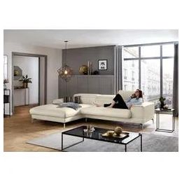 Ecksofa W.Schillig "piedroo, Designsofa mit tollem Sitzkomfort, bequem und elegant, L-Form", grau (eisgrau z59), B:303cm H:70cm T:193cm, Longlife Xtra-Leder Z59: Glattleder mit modischer Prägung. Hautstärke 0, 9 - 1, 1 mm, Sofas, Kopfteilverstellung, wahlweise mit Sitztiefenverstellung, Breite 303cm