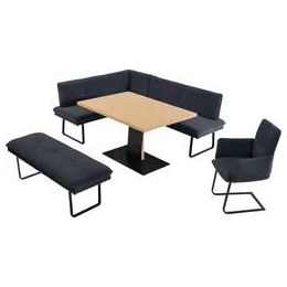 K+w Komfort & Wohnen Essgruppe K+W KOMFORT & WOHNEN "Giacomo III", grau (anthrazit,), Flachgewebe Aquaclean 910, Ansteckplatte, Langer Schenkel rechts, Sitzmöbel-Sets, Essgruppe, wahlweise links oder rechts langer Schenkel 207cm, Freischwingersessel