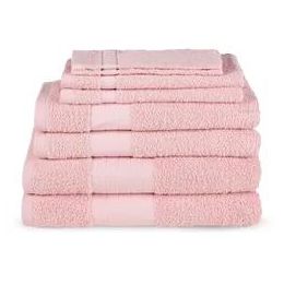 Handtuch Set Good Morning "Uni", rosa (hell rosa), B:70cm L:140cm, Frottee, Frottee, Handtücher, Baumwolle, Walkfrottee, Bordüre, 500 GSM,Einfarbig, ohne Aufhängung