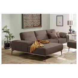 Ecksofa W.Schillig "run, Designsofa mit tollem Sitzkomfort, bequem, L-Form", braun (chocolate w82), B:319cm H:88cm T:178cm, Longlife Xtra-Leder Z73: Naturwalkleder der Luxusklasse aus den erlesensten Rohhäuten. Hautstärke 1, 1 – 1, 3 mm;ROHLEDER Jacquard-Flachgewebe Q2 W60 (63% Polyester, 37% Polyacryl);ROHLEDER Chenille-Flachgewebe Q2 W77 (68% Polyacryl, 32% Polyester);Stoff S37 (100% Polyester),