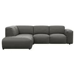 Ecksofa FLEXLUX "Lucera, super bequem durch hochwertigen Sitzaufbau mit Kaltschaum", grau (warm mineral grau), B:256cm H:73cm T:231cm, 100% Echteder, Sofas, modern & anschmiegsam, L-Form, Designsofa
