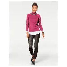 Rollkragenpullover Heine "Rollkragen-Pullover", Damen, Gr. 34, pink, 100% Baumwolle, unifarben, Pullover