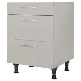 Kochfeldumbauschrank Nobilia ""Touch", vormontiert, mit Schubkasten und Auszügen", grau (front: lacklaminat steingrau supermatt, korpus: steingrau), B:60cm H:87cm T:58,3cm, Schränke, in den Breiten 60 und 90 cm
