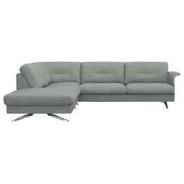 Ecksofa FLEXLUX "Glow, super bequem durch hochwertigem Sitzaufbau mit Federkern, L-Form", blau (sky blau), B:268cm H:81cm T:224cm, 62% Polyester/17%Baumwolle/14%Viscose/7%Leinen, Sofas, Skandinavisches Design, In hochwertiger Verarbeitung