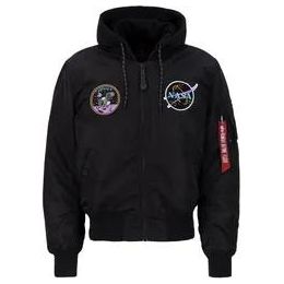 Bomberjacke Alpha Industries "MA-1 VF Hood Dark Side", Herren, Gr. M, schwarz, Obermaterial: 100% Nylon, Futter: 100% Nylon, Füllung 100% Polyester, Jacken