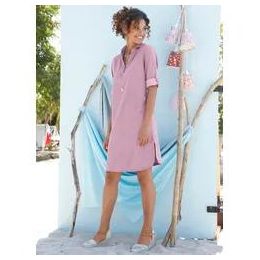 Jeanskleid Casual Looks "Jeans-Kleid", Damen, Gr. 54, Normalgrößen, rosa (rosé), 100% Baumwolle, unifarben, kurz, V-Ausschnitt, Kleider