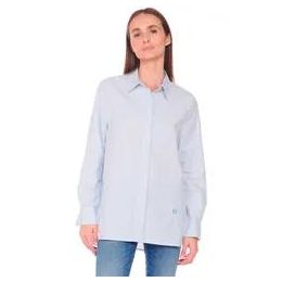 Klassische Bluse Le Temps Des Cerises "JAMAY", Damen, Gr. L, weiß (hellblau, weiß), 42% Nylon, 38% Polyacryl, 20% Polyester, gestreift, casual, normal, Langarm, Blusen, mit gestreiftem Design
