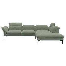Ecksofa FLEXLUX "Salino, Funktionssofa mit Ottomane, Relaxsofa, Ecksofa", grün (olive), B:287cm H:88cm T:239cm, 100% Polyester, Sofas, Sofa mit Arm- und Kopfteil-Verstellungen, Kaltschaum & Stahl-Wellen