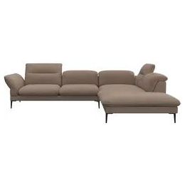 Ecksofa FLEXLUX "Salino, Funktionssofa mit Ottomane, Relaxsofa, Ecksofa", braun (hazel), B:287cm H:88cm T:239cm, 100% Polyester, Sofas, Sofa mit Arm- und Kopfteil-Verstellungen, Kaltschaum & Stahl-Wellen