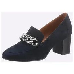 Pumps Heine, Damen, Gr. 41, blau (marine), Leder, Veloursleder, Modisch, Schuhe
