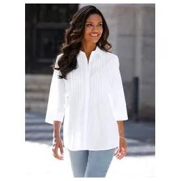 Longbluse Classic Basics, Damen, Gr. 42, weiß, 100% Baumwolle, unifarben, Blusen