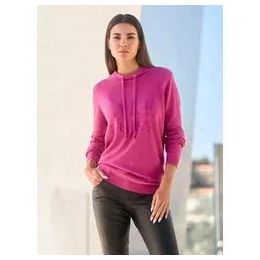 Strickpullover Heine "Pullover", Damen, Gr. 50, pink (fuchsia), 45% Viskose, 27% Baumwolle, 25% Polyamid, 3% Kaschmir, unifarben, Pullover
