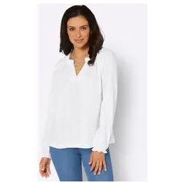 Schlupfbluse Inspirationen, Damen, Gr. 42, beige (ecru), 100% Baumwolle, unifarben, V-Ausschnitt, Blusen