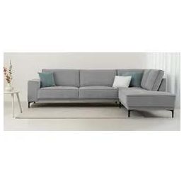 Ecksofa Places of Style "Polsterecke Oland, Struktur, Flachgewebe, Luxus-Microfaser, Boucle", grau (light grau), B:289cm H:85cm T:210cm, 100% Polyester, Sofas, L-Form, 289 cm, Wellenunterfederung, Skandi-Design, Metallfüße