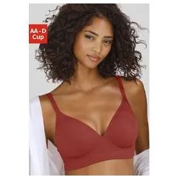 Push-up-BH Lascana "COMFY BRA", Damen, Gr. 70, Cup C, rot (chili), Piqu&eacute;, Obermaterial: 50% Baumwolle, 33% Polyamid, 14% Polyester, 3% Elasthan, Basic, BHs Push-up-BH, ohne B&uuml;gel aus Baumwolle, Basic Dessous