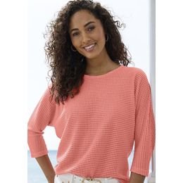 Vivance 3/4-Arm-Shirt 'aus bügelfreiem Waffelstrick' orange Gr. 32/34 für Damen. Mit Rundhals. Nachhaltig.