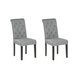 Beliani 2er-Set Esszimmerstuhl VELVA in Grau/Schwarz | Gr.: onesize