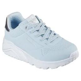Sneaker Skechers "UNO LITE", Kinder, Gr. 31, silber (hellblau, silberfarben), Lederimitat, Modisch, Schuhe, Schnür,-Plateausneaker mit Metallic, Größenschablone zum Download