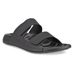 Pantolette Ecco "COZMO W", Damen, Gr. 39,Strandmode,Casualmode, schwarz, Leder, Schuhe, Sommerschuh, Schlappen mit zwei Klettverschlussriemen